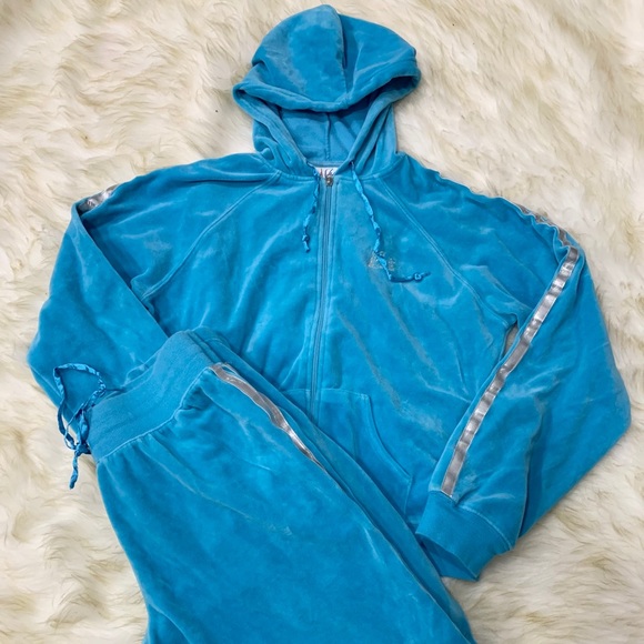 Tops | Paris Las Vegas Turquoise Velour Tracksuit Set | Poshmark
